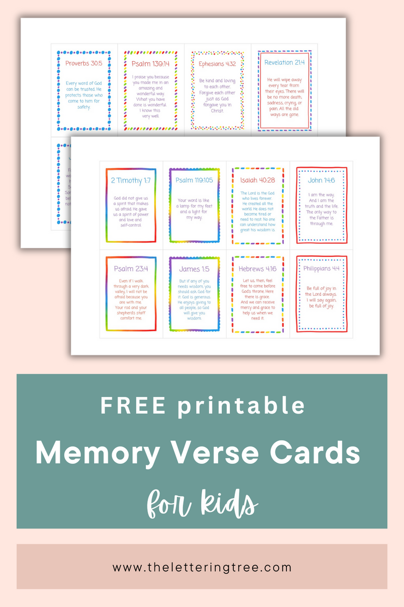 Free Printable Bible Memory Verse Cards for Kids – The Lettering Tree